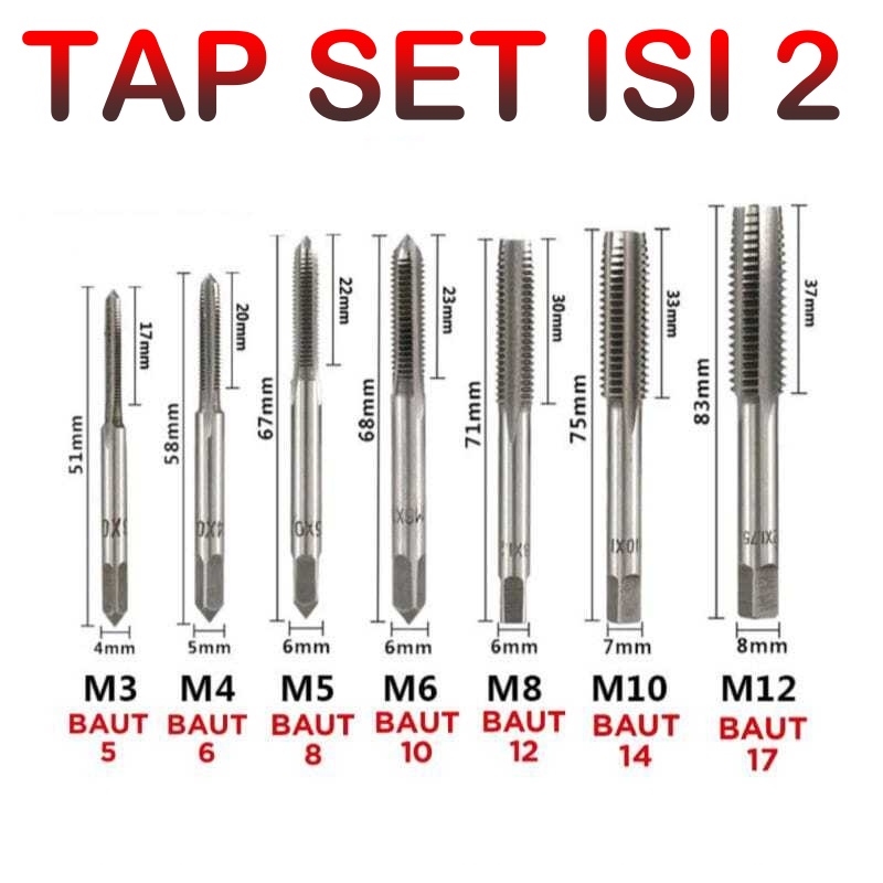 Jual Hand Tap Set Pembuat Ulir Sekrup Mata Bor Set Isi 2 Pcs & Gagang Tap | Shopee Indonesia