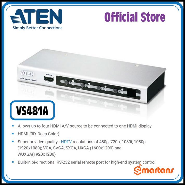 Jual Aten Vs481A - 4-Port Hdmi Switch. Ir Remote Control. | Shopee ...