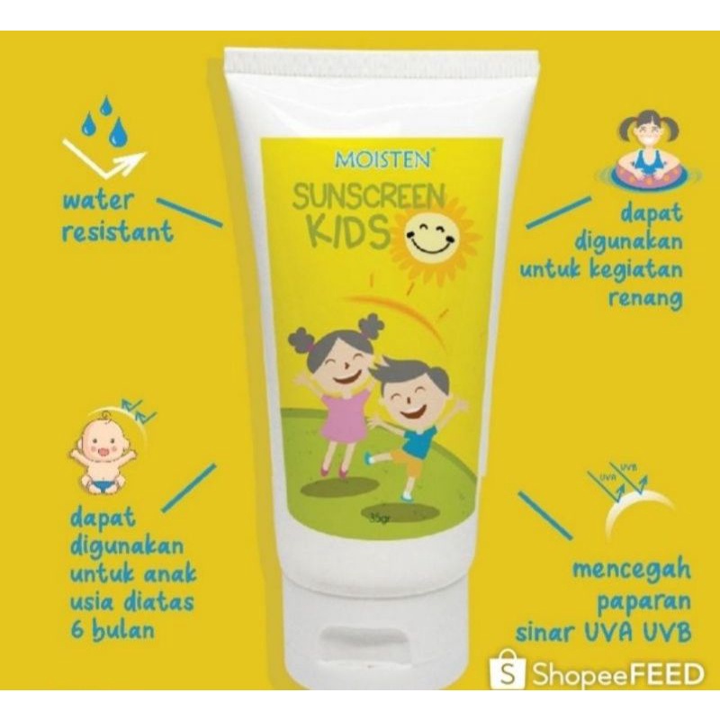 Jual Moisten Sunscreen Kids - tabir surya anak SPF 30 - sunblock water ...