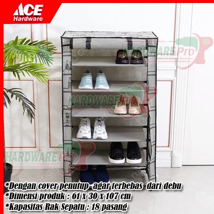 Jual Rak Sepatu Tempat Sepatu Dan Sandal 6 Tingkat Abu-abu Krisbow ...