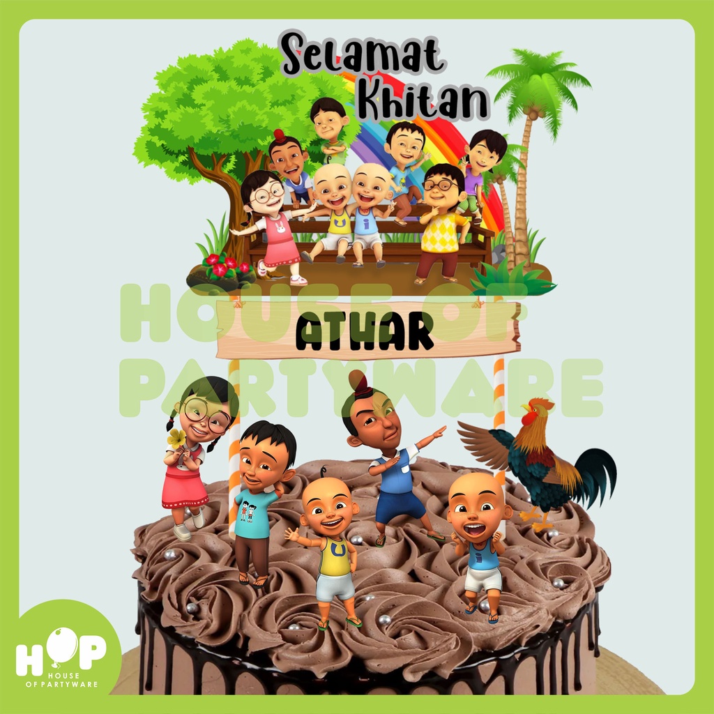 Jual Topper Cake Khitan / Khitanan UPIN IPIN + Custom Nama / Hiasan Kue ...