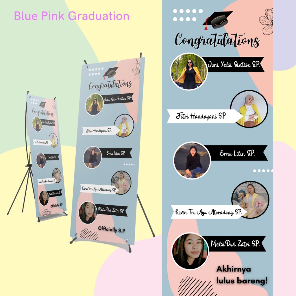 Jual CETAK BANNER WISUDA PINKBLUE [X-BANNER UKURAN 160x60] | Shopee ...