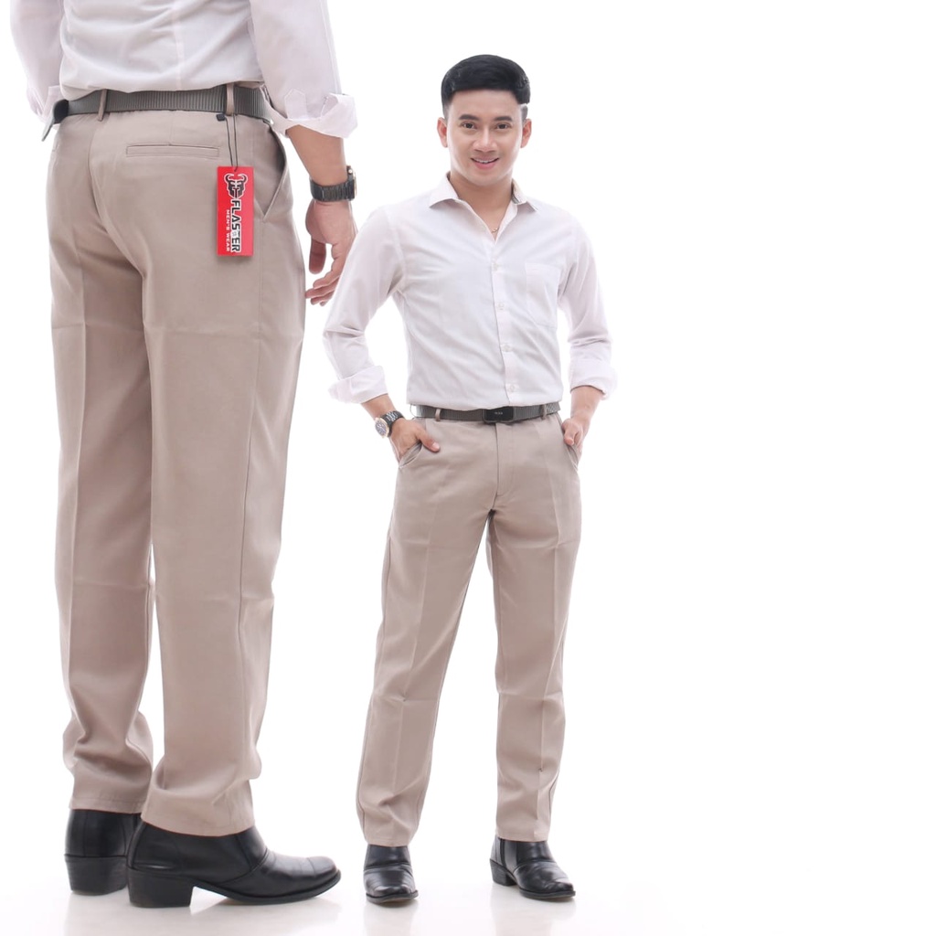 Jual CELANA KANTOR FORMAL (FLESTER MEN'S WEAR CREAM) PRIA SLIMFIT BAHAN ...