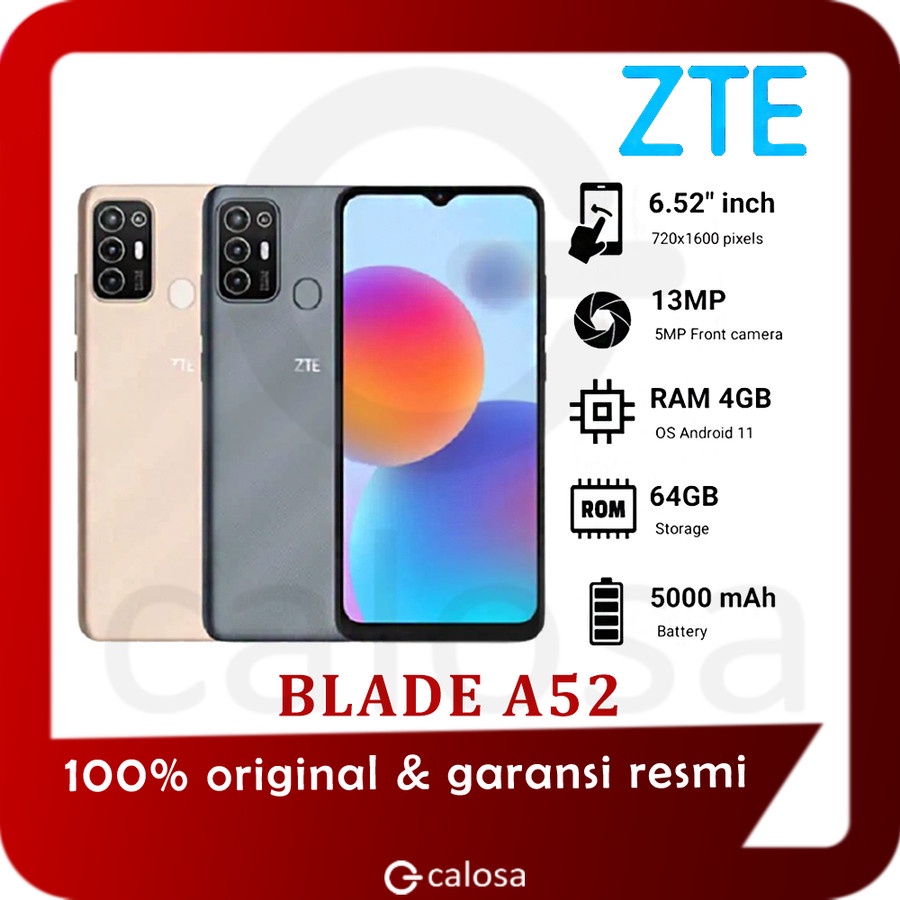 Jual Handphone ZTE BLADE A52 RAM 4GB 64GB IPS HD Plus 5000 mAh Triple ...