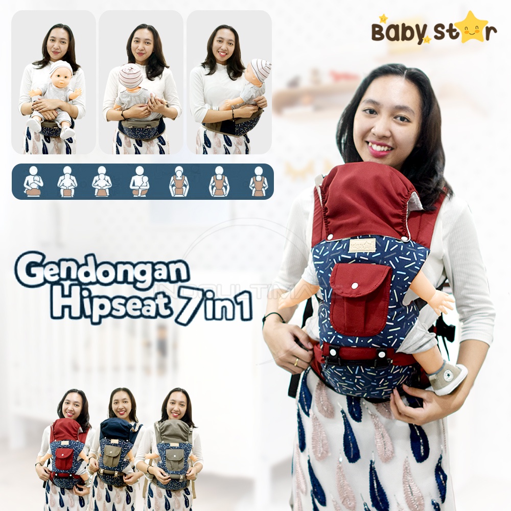 Jual 5in1 Gendongan Bayi Hipseat BABY LEON Depan Multifungsi + TOPI (0 ...