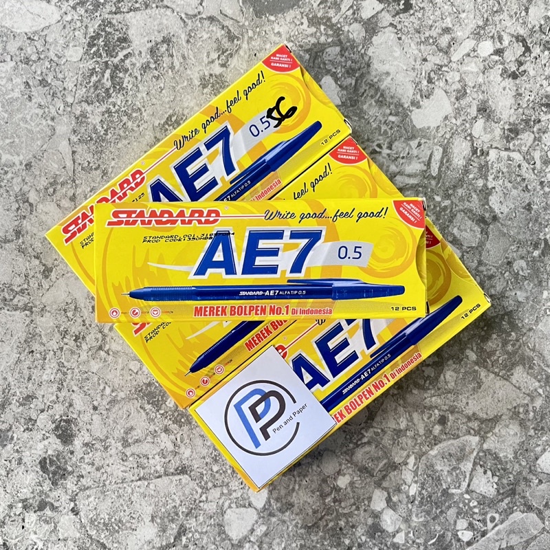 Jual Ballpoint Bolpoin Bulpen Pulpen Standard AE7 Biru 1 Pack | Shopee Indonesia