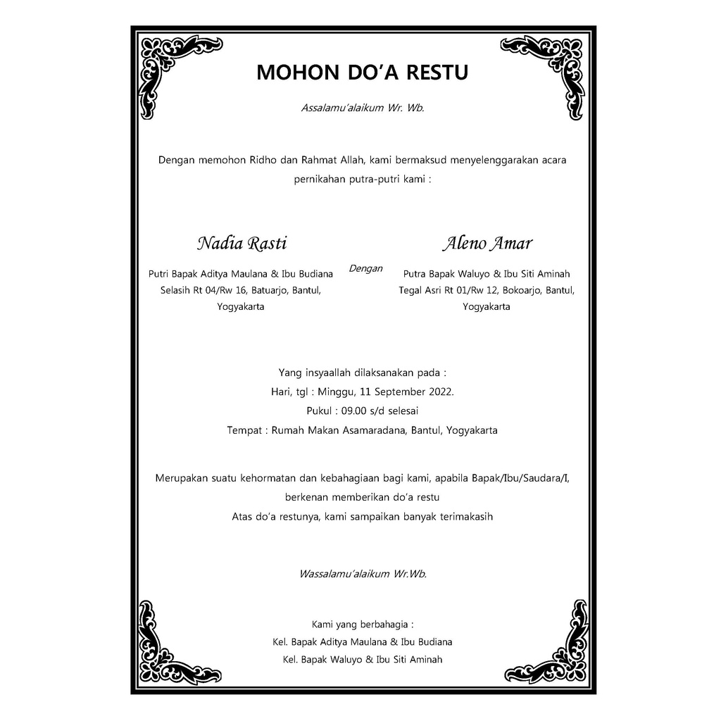 Jual DESAIN TUTUP KENDURI NIKAH A4 (WORD PDF) | Shopee Indonesia