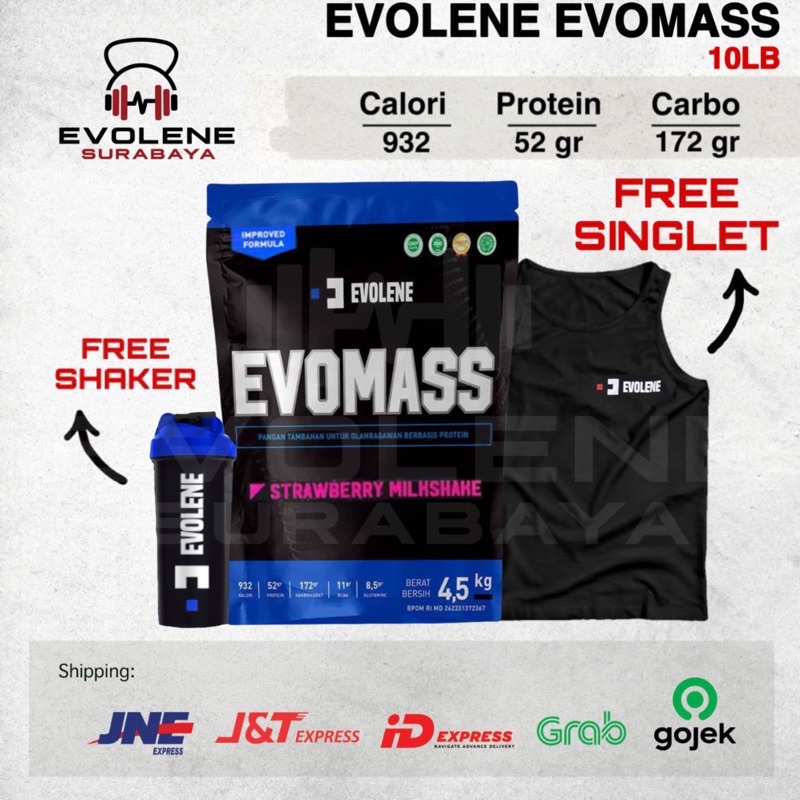 Jual EVOLENE EVOMASS EVO MASS STRAWBERRY GAINER 4500 gram gr 4,5 ...