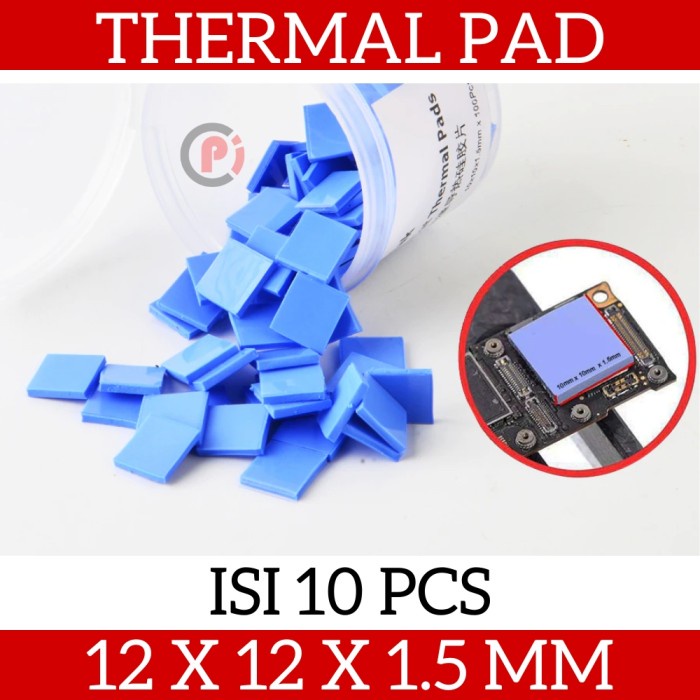 Jual Isi 10 Pcs Thermal Pad Cooler Conductivity Silicone 12 x 12mm x 1 ...