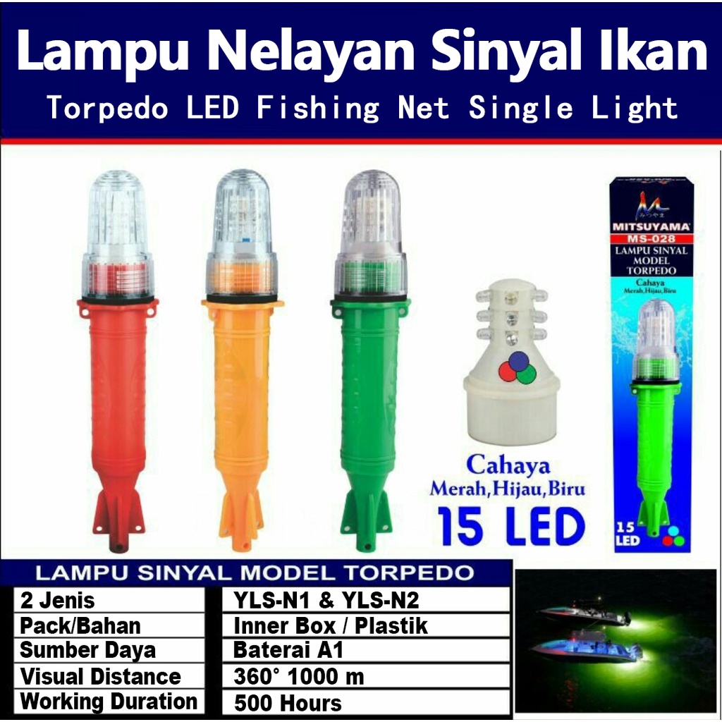 Jual Lampu Nelayan Torpedo 1 Warna / Lampu Kelip Nelayan Murah / Lampu Jaring Ikan Nelayan ...