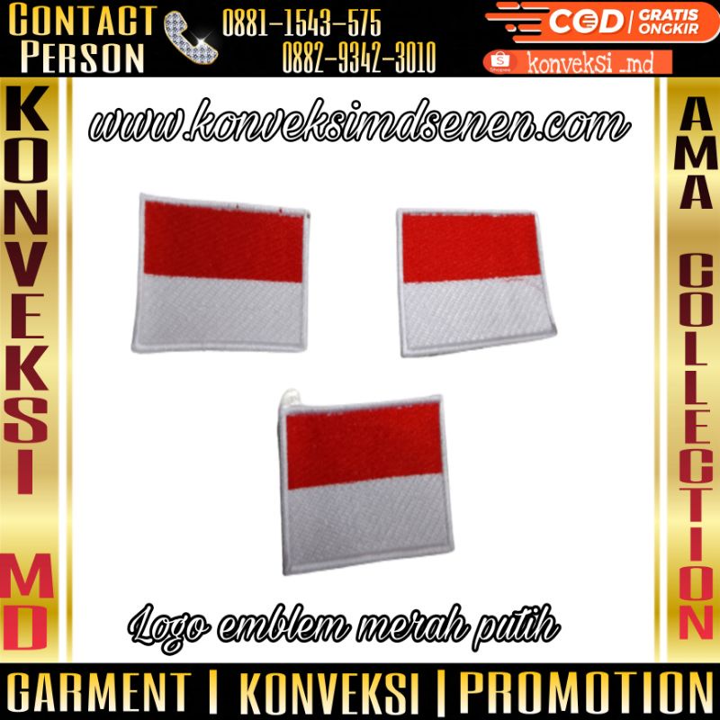 Jual logo patch emblem merah putih/logo patch emblem bendera Indonesia ...