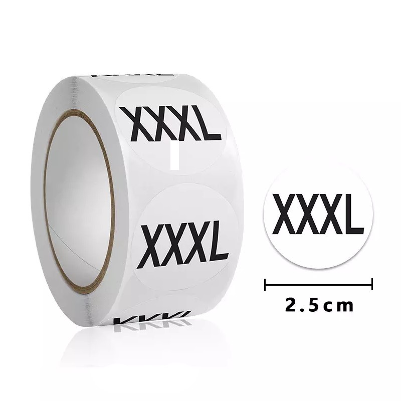 Jual Stiker Label Size Pakaian Sticker Ukuran Baju Bundar diameter 2,5 ...