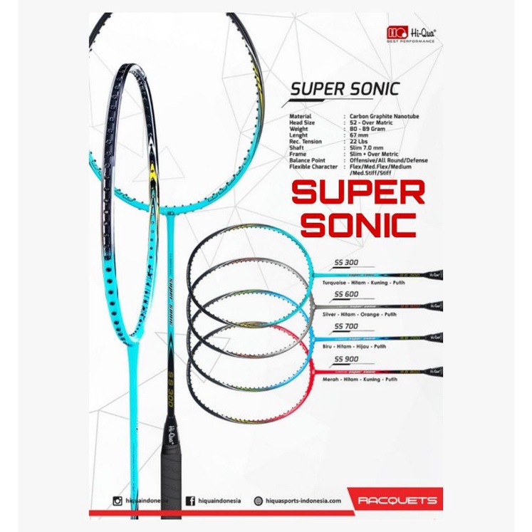 Jual Raket Badminton HIQUA HQ SUPER SONIC (FREE PACKING DUS) | Shopee ...