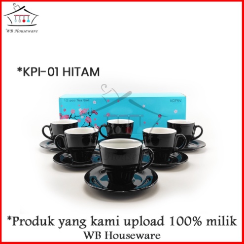 Jual cangkir kopi set 6 pasang / tea cup /gelas cappucino / KPI-01 Biru ...