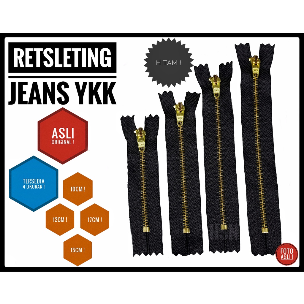 Jual ritsleting / resleting jeans YKK hitam | Shopee Indonesia