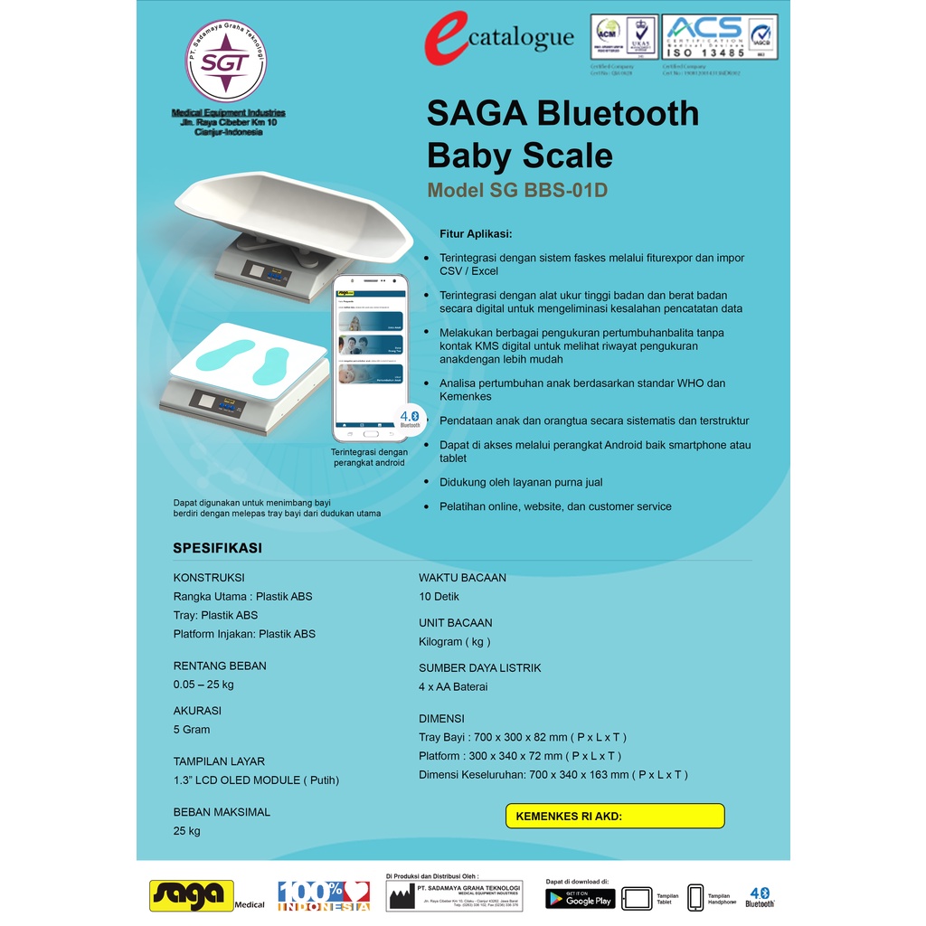 Jual Timbangan Bayi Digital Baby Scale SAGA BBS 01D | Shopee Indonesia