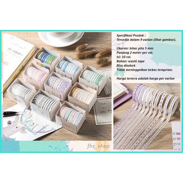 Jual 10 Roll Washi Tape Washi Tape Aesthetic Masking Tape Selotip ...