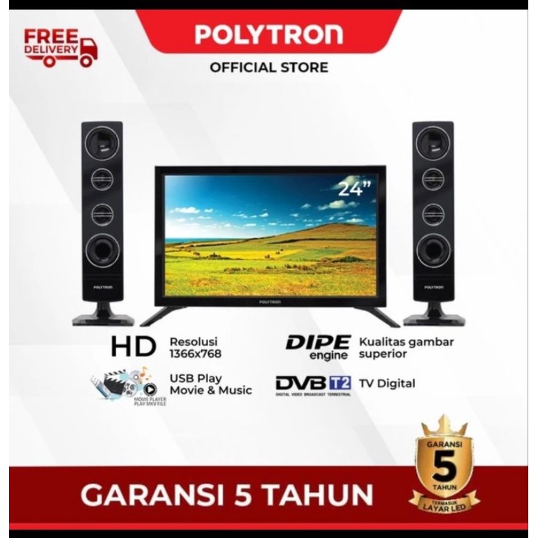 Jual TV LED Digital Polytron Cinemax Speaker Tower 24 Inch PLD 24TV1855 ...