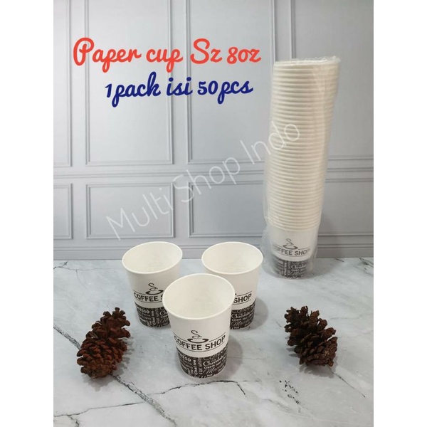 Jual Paper Cup Motif 8oz 50pcs / Gelas Kertas Kopi Tahan Panas 240ml / Gelas Kopi | Shopee Indonesia