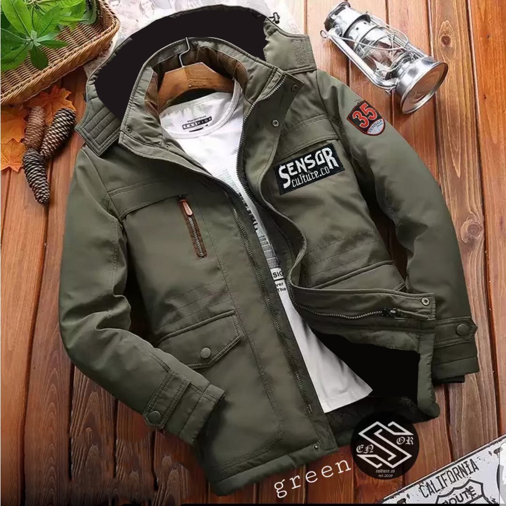Jual Jaket Parka Pria Canvas Tahan Angin , Jaket Outdoor Hoodie Bahan ...