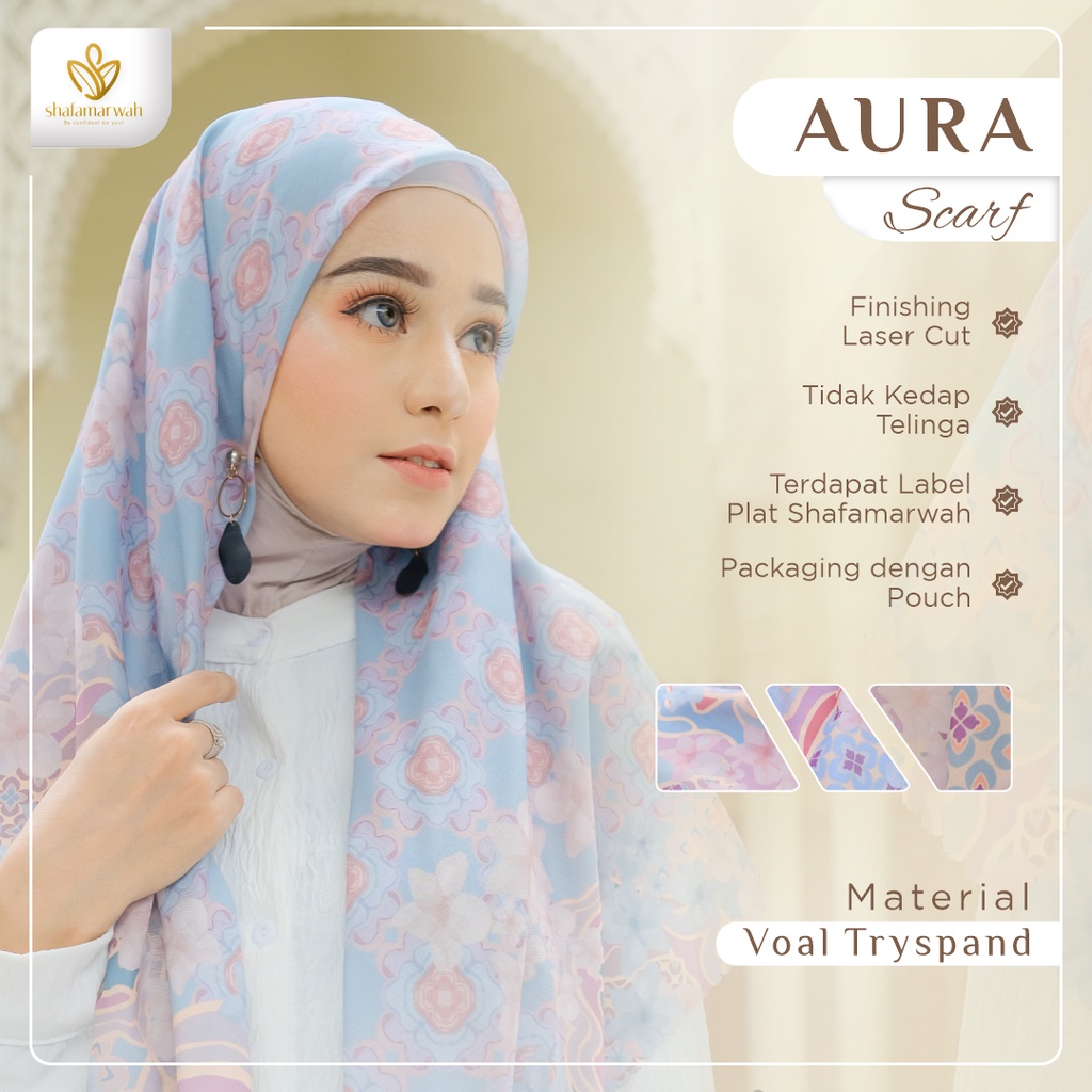 Jual Kerudung Segi Empat Aura Scarf Hijab Motif Square Hijab Jilbab Scarf Scarves Voal Motif ...
