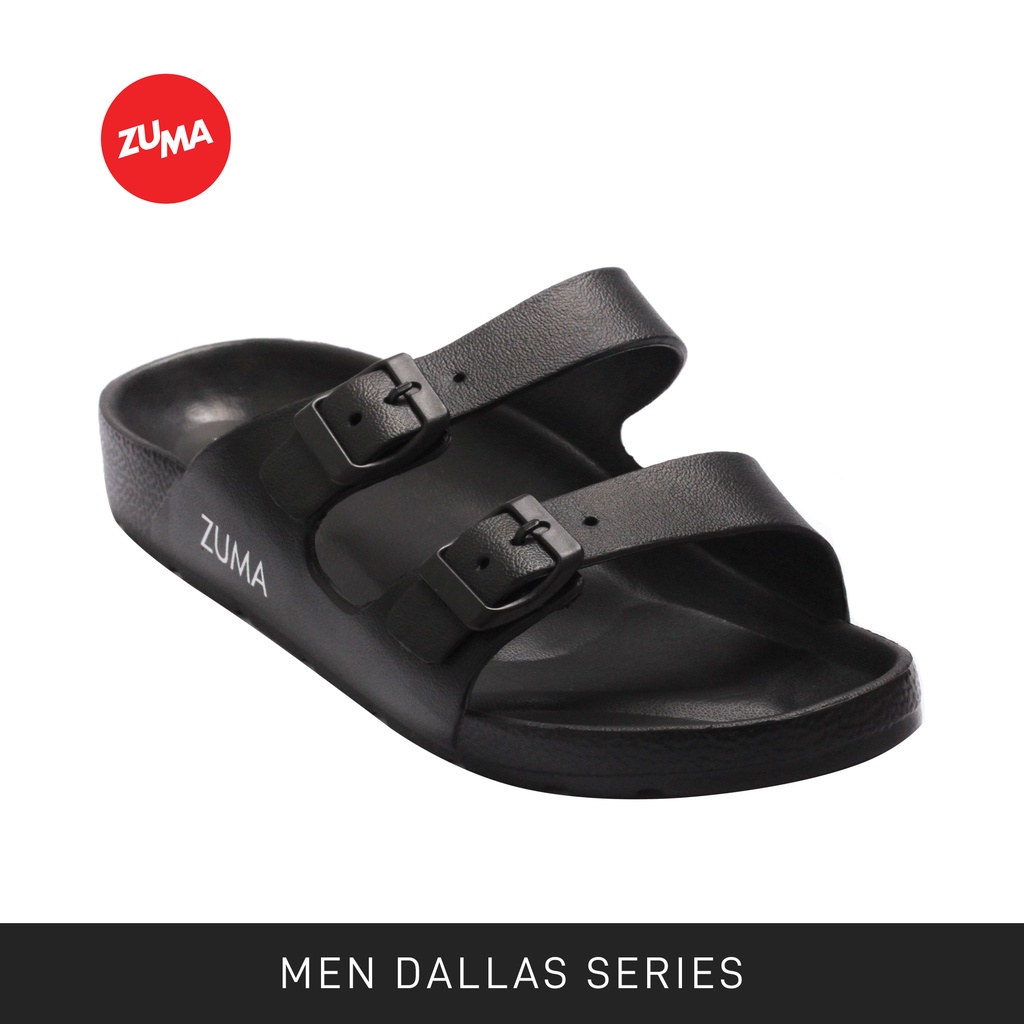 Jual Zuma Men Dallas 1 Black, Sandal Slop Pria Karet Slip On Polos ...