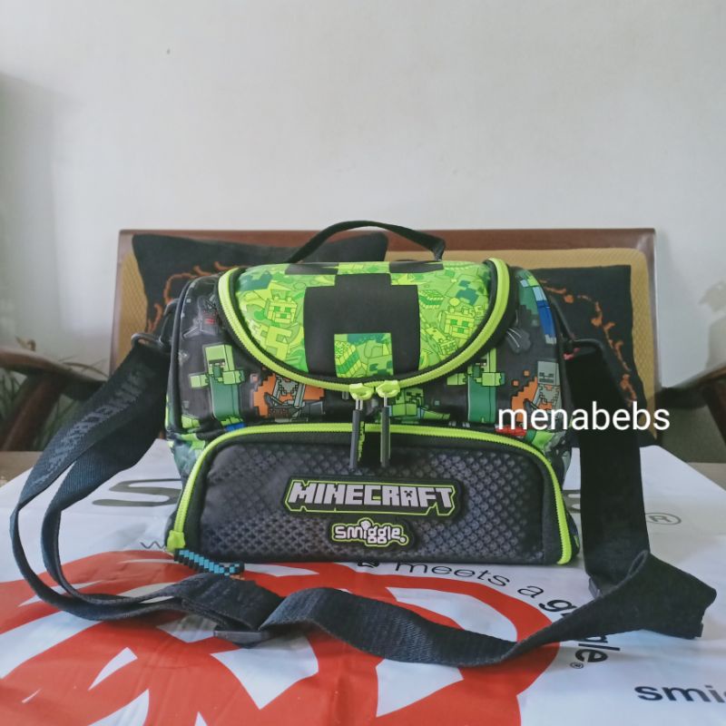 Jual Smiggle Lunchbox double decker with strap Minecraft original ...