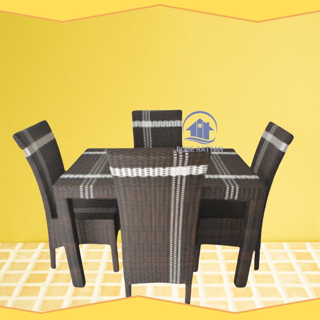 Jual Set Meja Makan 4 Kursi Anyaman Rotan Sintetis Plus Meja Furniture ...