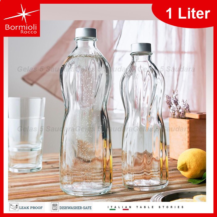 Jual Bormioli Rocco Glass Aqua Bottle 1L- Sparkling Water Bottle ...