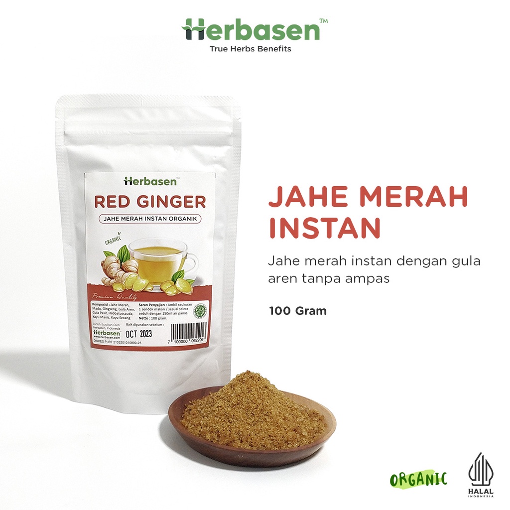 Jual Herbasen Minuman Jahe Merah Bubuk Instant Gula Aren Tanpa Ampas ...