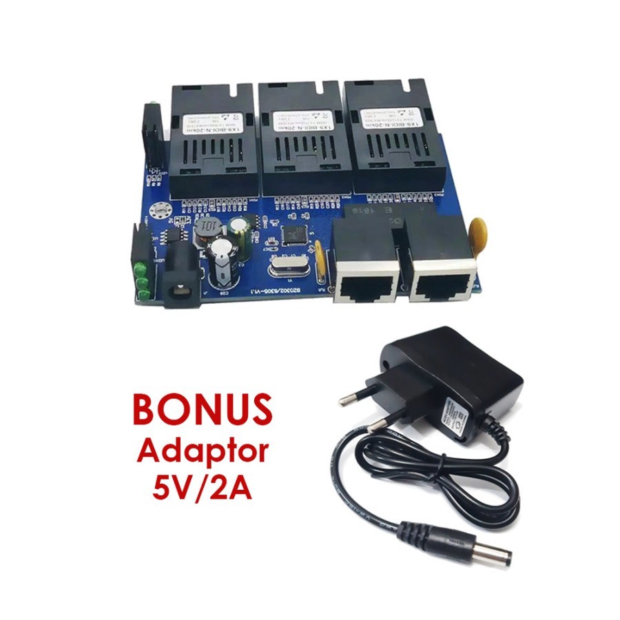 Jual PCB Board 2RJ45 3SC FO Ethernet Converter Plus Adaptor | Shopee ...