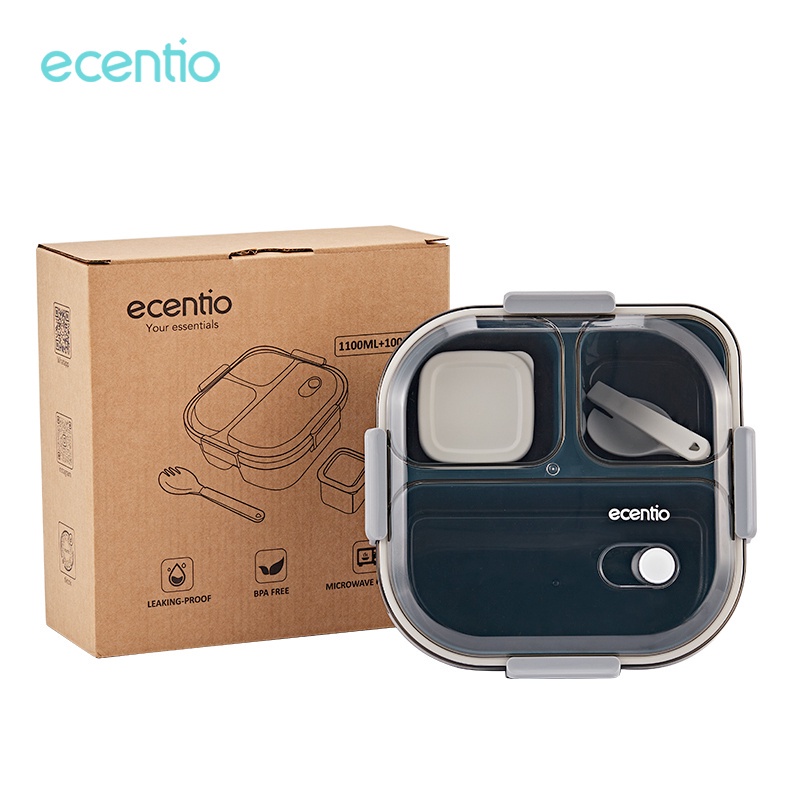 Jual Ecentio tempat makan Kotak Makan Lunch Box 3/4 Grid Dengan Kotak ...