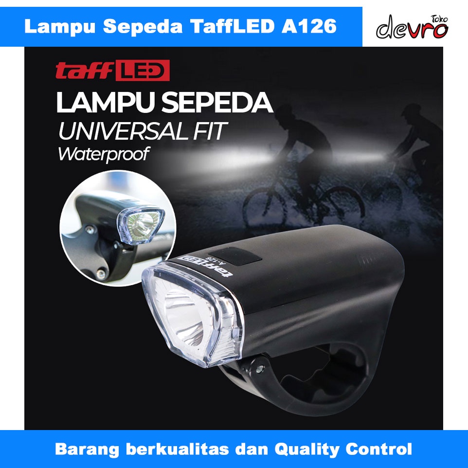 Jual Lampu Sepeda LED Universal Fit - Lampu Depan Sepeda - TaffLED A126 ...