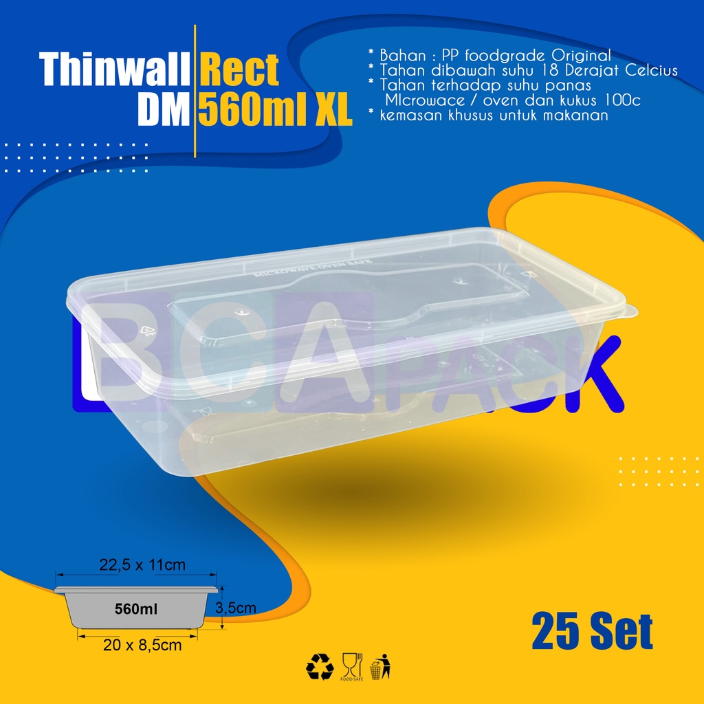 Jual Thinwall 560ml Xl Rect - 560 Ml Rectangle - Kotak Sate isi 25pcs | Shopee Indonesia