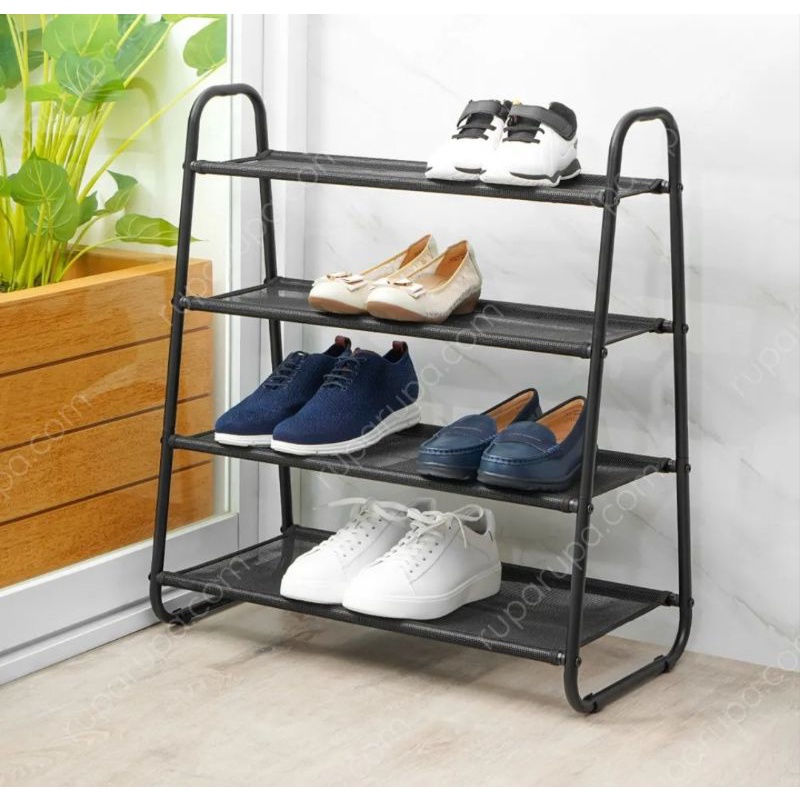 Jual Rak Sepatu 4 Tingkat - Hitam Shoe Rack 4 Steps Rak Sepatu Besi ...