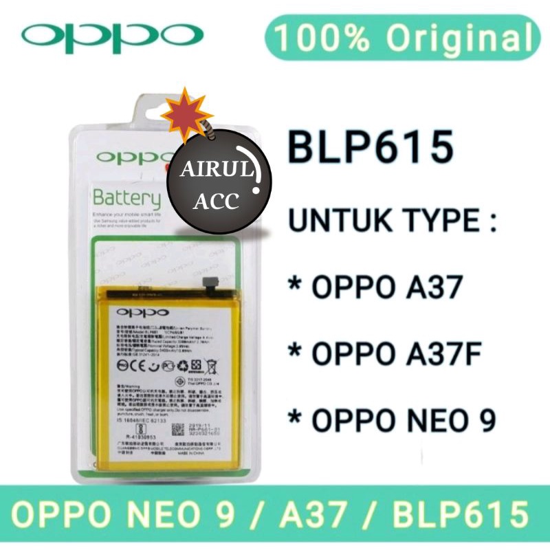 Jual Baterai BLP615 OPPO A37/Neo9/A37f Bat Tanam Original 99% 2630mAh ...