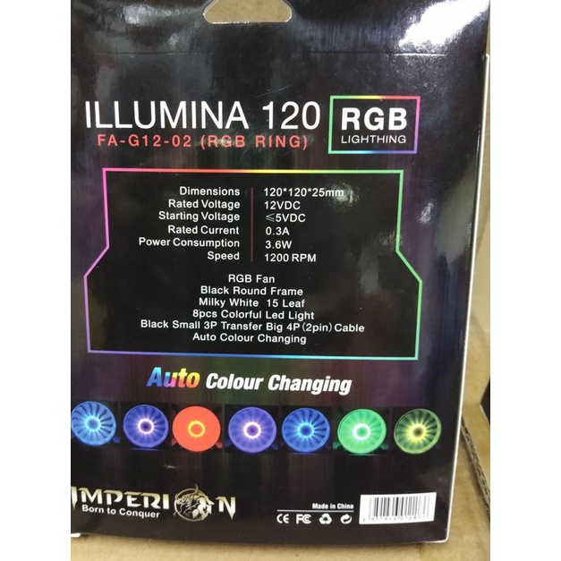 Jual Imperion Illumina Fan Case 12cm Auto Led 7 colour RGB Fan Casing ...