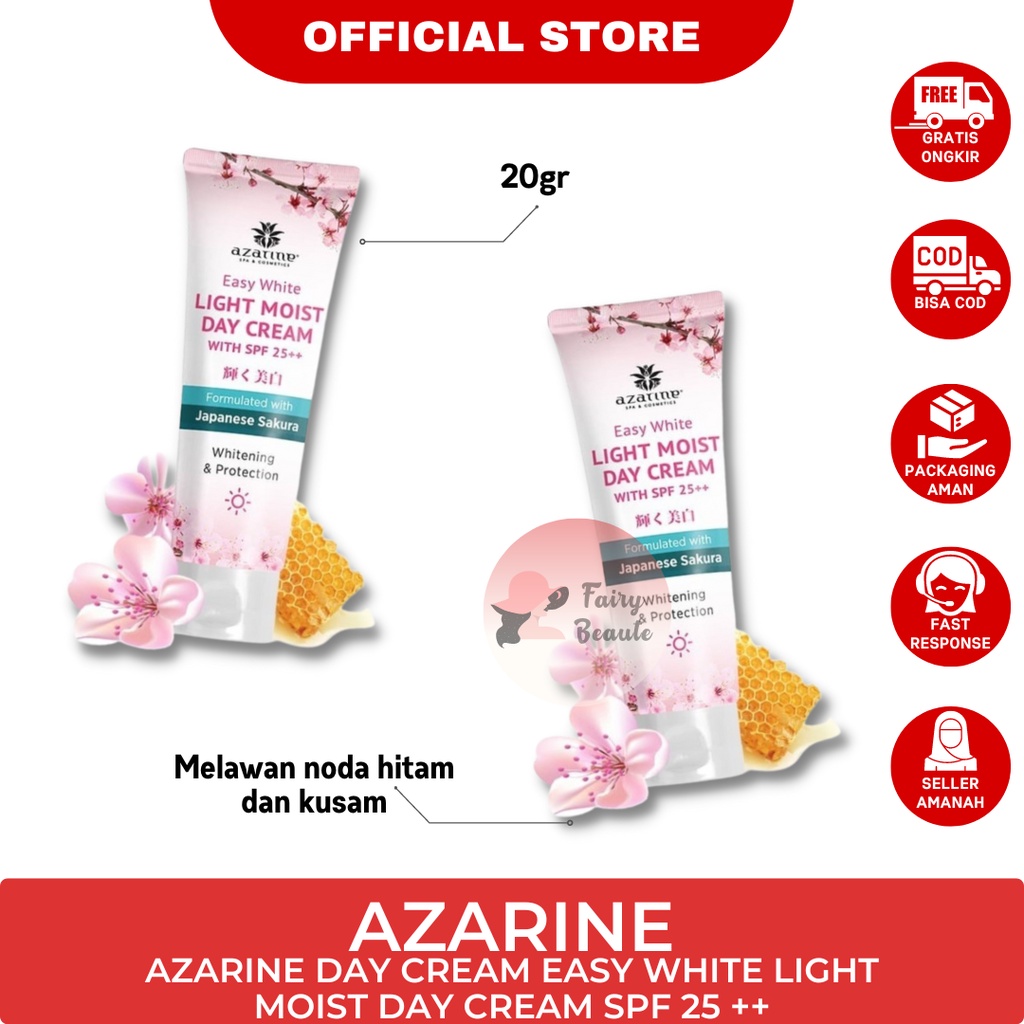 Jual AZARINE AZARIN Easy White Light Moist Day Cream Spf 25 ++ 20ml | Shopee Indonesia