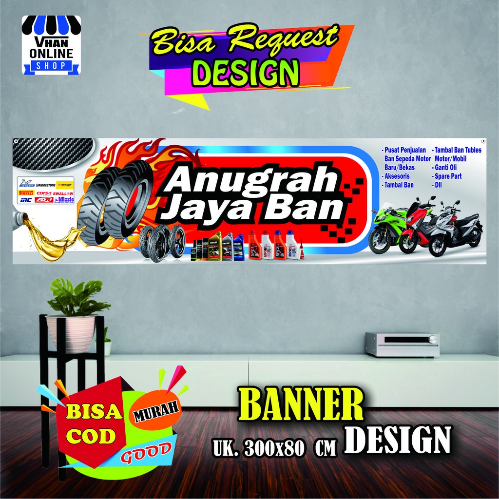 Jual Spanduk Banner Backdrop Toko Ban Motor, Bengkel, Sparepart Keren ...