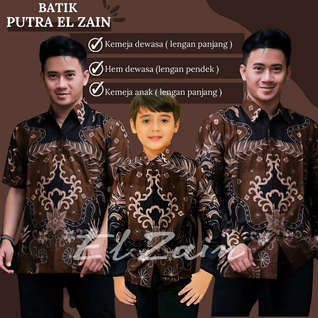 Jual Batik Putra El Zain Batik Kenzo Coklat TERBARU Couple sweet || couple batik ayah dan Batik ...