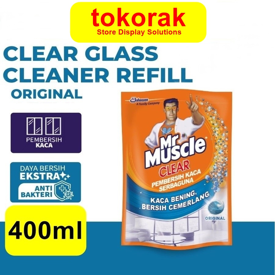 Jual PEMBERSIH KACA ORIGINAL MR MUSCLE GLASS CLEANER REFILL POUCH 400 ...