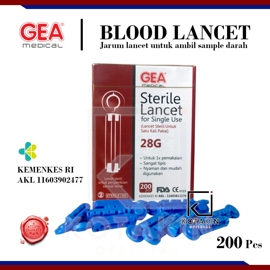 Jual Blood Lancet ( Jarum Ambil Darah ) GEA 28G isi 200 | Shopee Indonesia