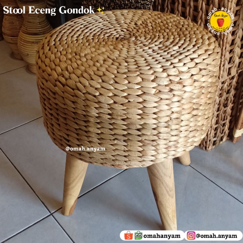 Jual Stool Eceng Gondok | Bangku Kursi Sofa Bulat Anyaman Minimalis ...