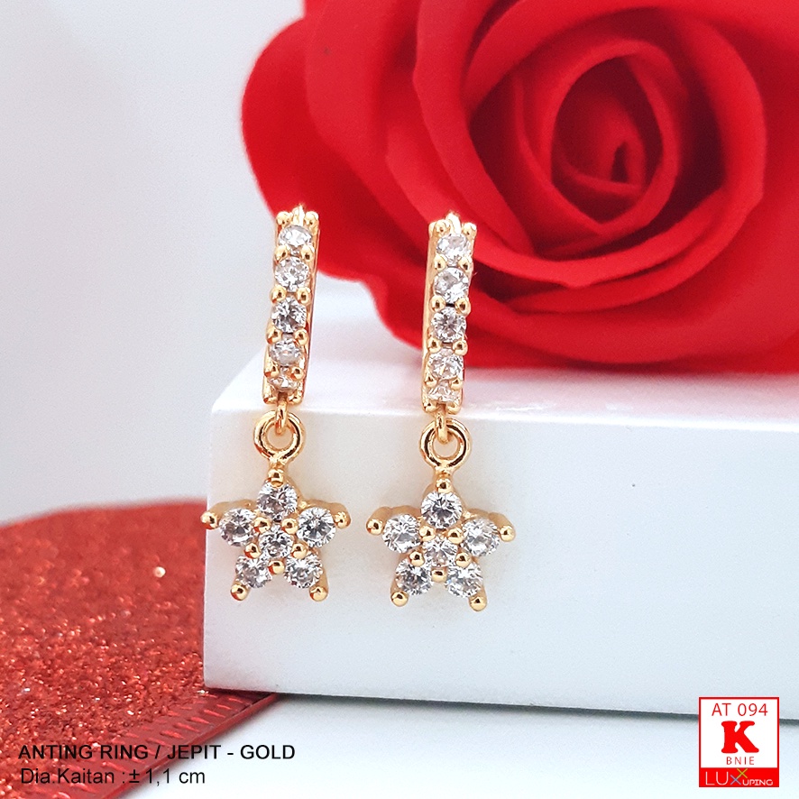 Jual AT 094 Anting Clip Charm Bintang Mata Sirkon Perhiasan Lapis Emas ...