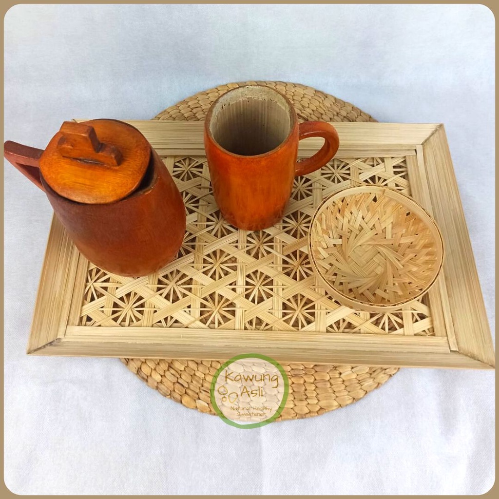 Jual Alas piring gelas nampan baki anyaman bambu food grade | Shopee ...