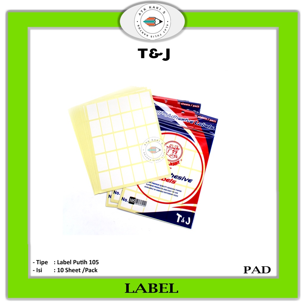 Jual T&J - Label Putih Per pack - small pack No. 105 - Pad | Shopee ...