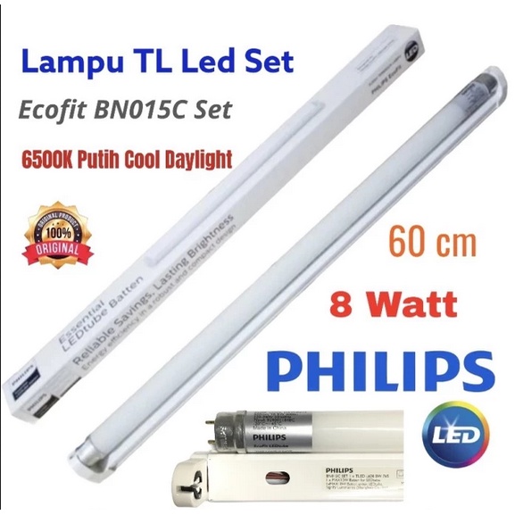 Jual KAP LAMPU Set LED TUBE T8 1xTLed PHILIPS ECOFIT BN015C 8W/16W ...