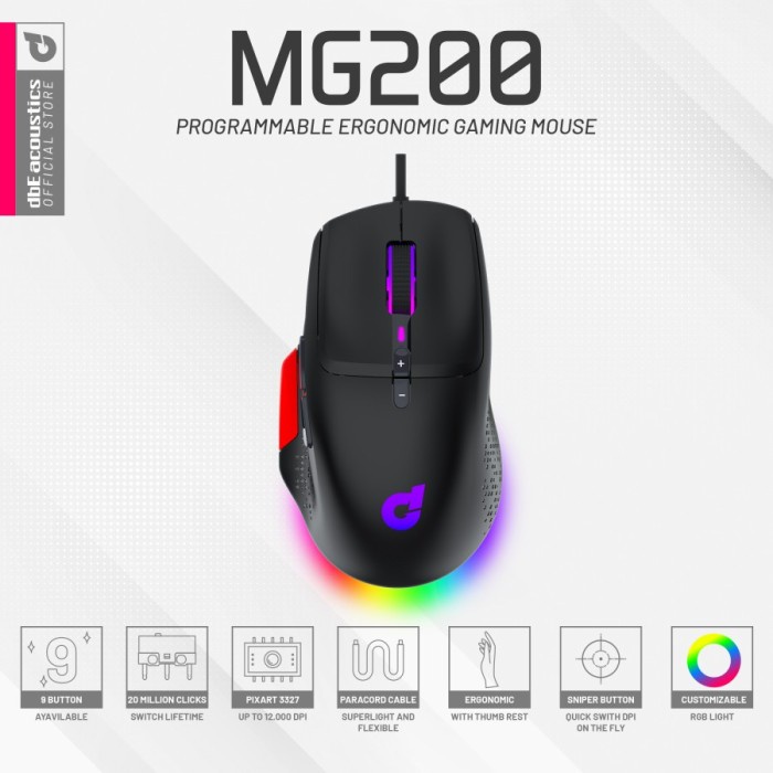Jual dbE MG200 Ergonomic - MG-200 Gaming Mouse | Shopee Indonesia