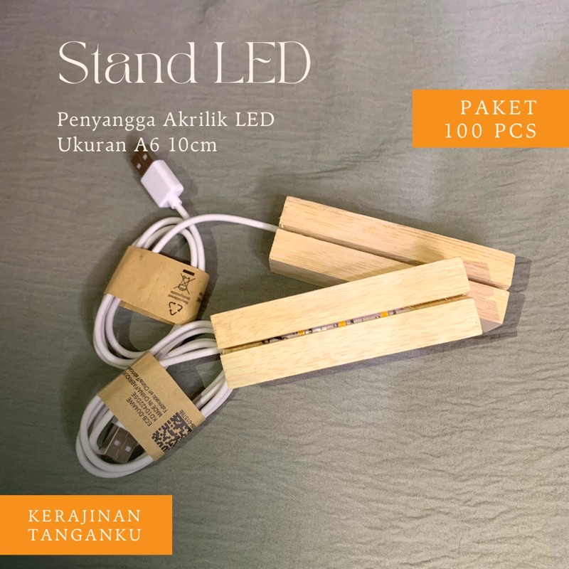Jual (paket 100pcs) stand akrilik led A6 / penyangga akrilik kayu ...