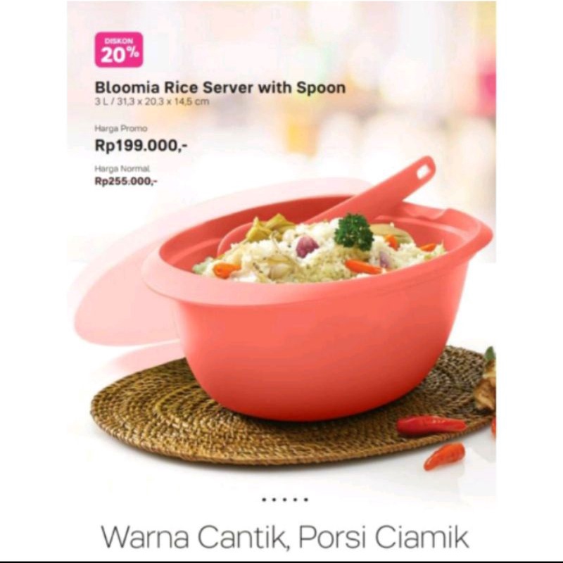Jual bloomia rice server with spoon tupperware / wadah saji tupperware ...